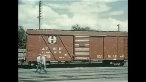 1950s- A Santa Fe train car without pane... | Stock Video | Pond5