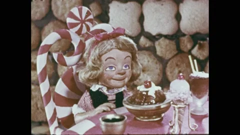 1950s: Stop-motion puppet animation- Gir... | Stock Video | Pond5