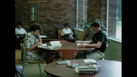 1950s: Students study at library. Studen... | Stock Video | Pond5