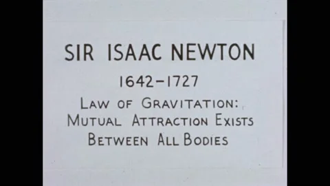 1950s: Title card. Intertitle: Sir Isaac... | Stock Video | Pond5