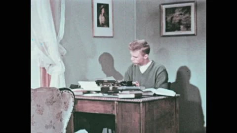 1950s: Title on paper in typewriter. Man... | Stock Video | Pond5
