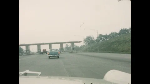 1950s: Tracking shots from car, approach... | Stock Video | Pond5
