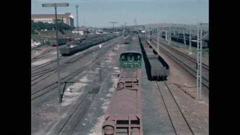 1950s: Trains pull cars full of coal and... | Stock Video | Pond5