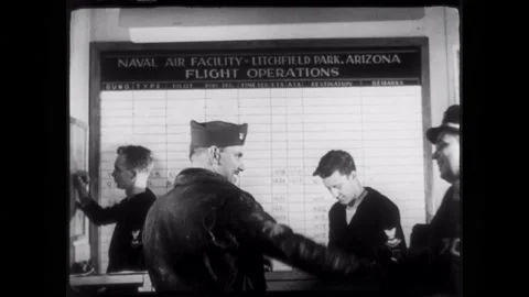 1950s: Two pilots talk in Air Traffic Co... | Stock Video | Pond5