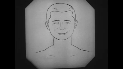 1950s: UNITED STATES: drawing of man win... | Stock Video | Pond5