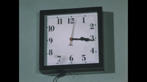 1950s: Wall clock hits 3:15. Teen girl s... | Stock Video | Pond5