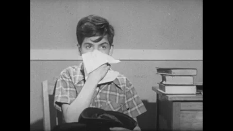 1950s:Diagram of anatomy of ear. Boy blo... | Stock Video | Pond5