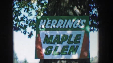 1957: Herring's Maple Glen sign historic... | Stock Video | Pond5