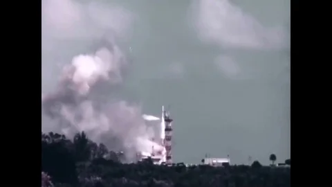 1959 - The 9C Atlas missile explodes on ... | Stock Video | Pond5