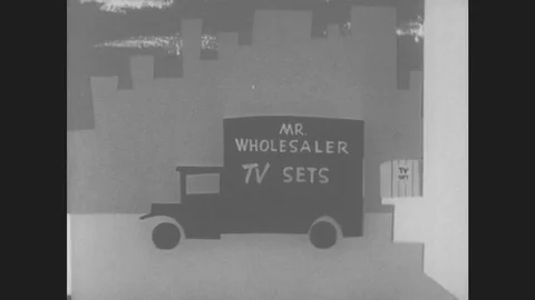 1960s: Animated TV set boxes load onto t... | Stock Video | Pond5