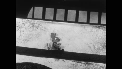 1960s: Animation. Train crosses bridge.... | Stock Video | Pond5