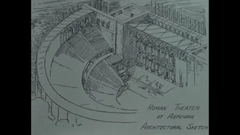 1960s: Architectural sketch of Roman the... | Stock Video | Pond5