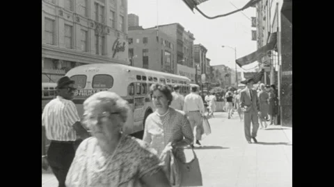 1960s Baltimore: City street. People ge... | Stock Video | Pond5