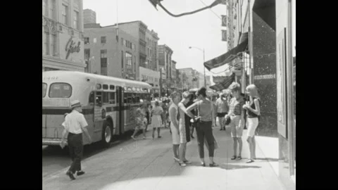 1960s Baltimore: City street. People ge... | Stock Video | Pond5