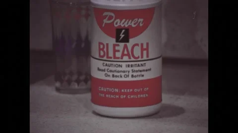 1960s: Bottle of bleach on counter in ki... | Stock Video | Pond5