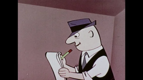1960s: Cartoon Detectives Guess Suspect'... | Stock Video | Pond5