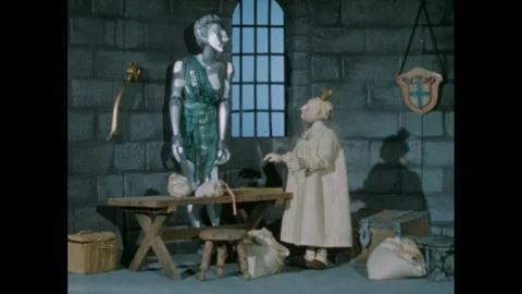 1960s: Castle. Treasure room. King pup... | Stock Video | Pond5