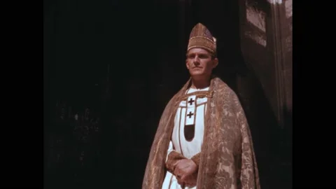 1960s: Catholic church priests in robes ... | Stock Video | Pond5