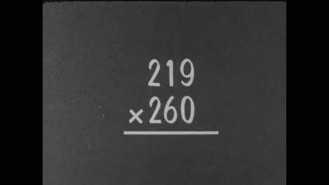 1960s: Column of numbers, multiplication... | Stock Video | Pond5