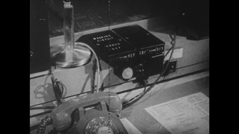 1960S: communications equipment on table... | Stock Video | Pond5
