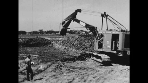 1960s: Construction site, excavation, Li... | Stock Video | Pond5