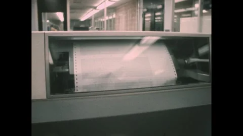 1960s: Dot matrix printer prints on pape... | Stock Video | Pond5