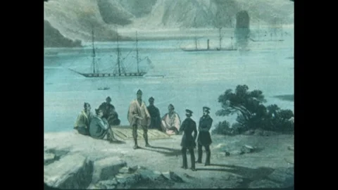 1960s: Drawing: men in Asian dress and i... | Stock Video | Pond5