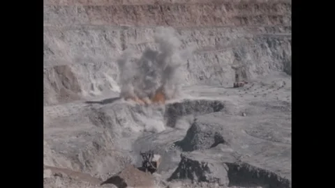 1960s: Dynamite explosion in mountains. ... | Stock Video | Pond5