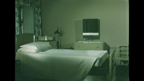 1960s: Empty bed sits in hospital room a... | Stock Video | Pond5