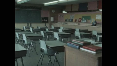 1960s: Empty classroom with individual s... | Stock Video | Pond5