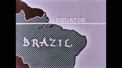 1960s: Equator line appears on map of Br... | Stock Video | Pond5