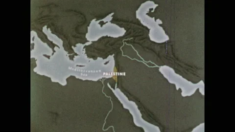 1960s: Field of tall grass. Map of Pales... | Stock Video | Pond5