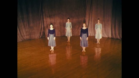 1960s: group of dancers falling one afte... | Stock Video | Pond5