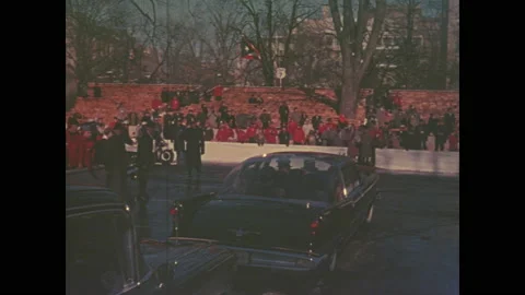 1960s: JFK Inaguration. Crowds wave and ... | Stock Video | Pond5
