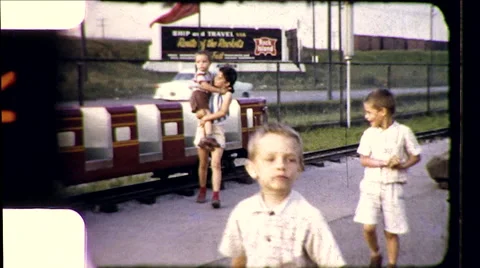 1960s Kids Children Ride Toy Train Amuse... | Stock Video | Pond5