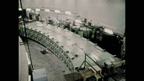 1960s: Large particle accelerator. Diagr... | Stock Video | Pond5