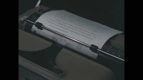 1960s: A letter is being typed on a type... | Stock Video | Pond5