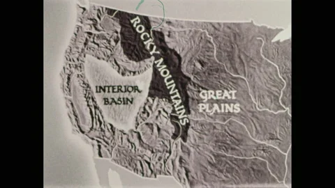 1960s: Map of United States, region appe... | Stock Video | Pond5