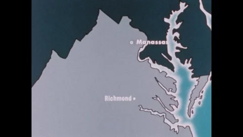 1960s: Map of Virginia with cities label... | Stock Video | Pond5