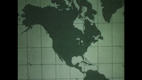 1960s: Map of world with dashes radiatin... | Stock Video | Pond5