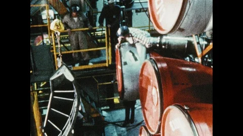 1960s: Men working on rocket engines, eq... | Stock Video | Pond5