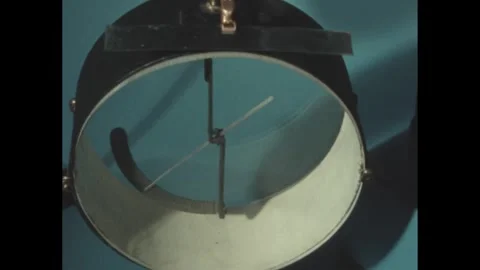 1960s: Metal rod points to curved ruler ... | Stock Video | Pond5