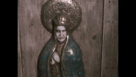 1960s Mexico: Religious carvings on the ... | Stock Video | Pond5