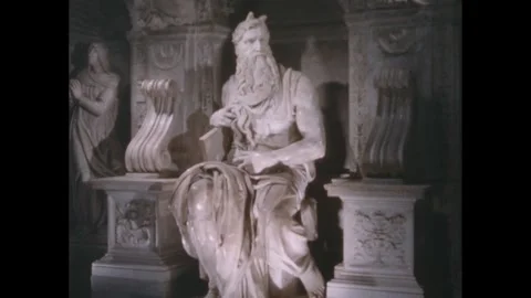 1960s: Michelangelo’s statue of Moses. | Stock Video | Pond5