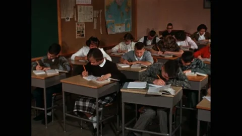 1960s: middle school children work on cl... | Stock Video | Pond5