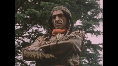 1960s: Native American man in braids wit... | Stock Video | Pond5
