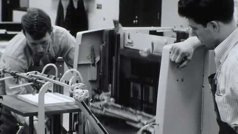 1960s Printing Press Operators Young Men... | Stock Video | Pond5