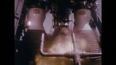 1960s: Rocket engines fire / Smoke by en... | Stock Video | Pond5
