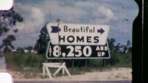 1960s FOR SALE Sign New REAL ESTATE Subu... | Stock Video | Pond5