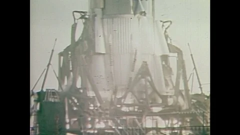 1960s: Space rocket takes off. Space shu... | Stock Video | Pond5